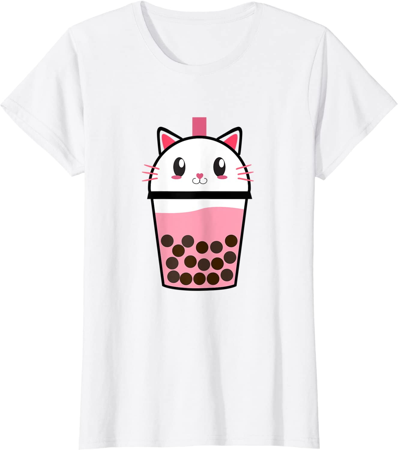 Cute Kawaii Cat Boba Bubble Tapioca Milk Tea Foodie Gif T-Shirt ...