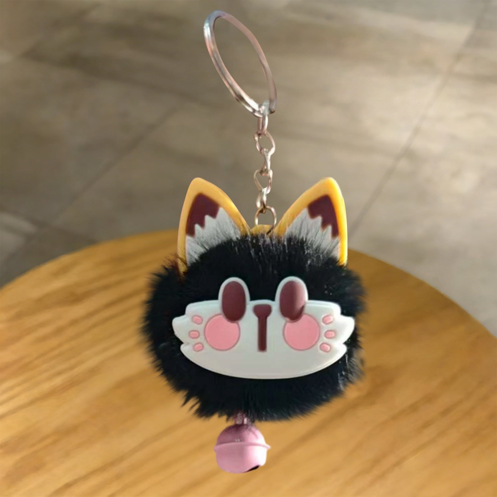 Cute Kawaii Cat Plush Keychain with Bell, Lucky Cat Soft Key Ring Charm ...