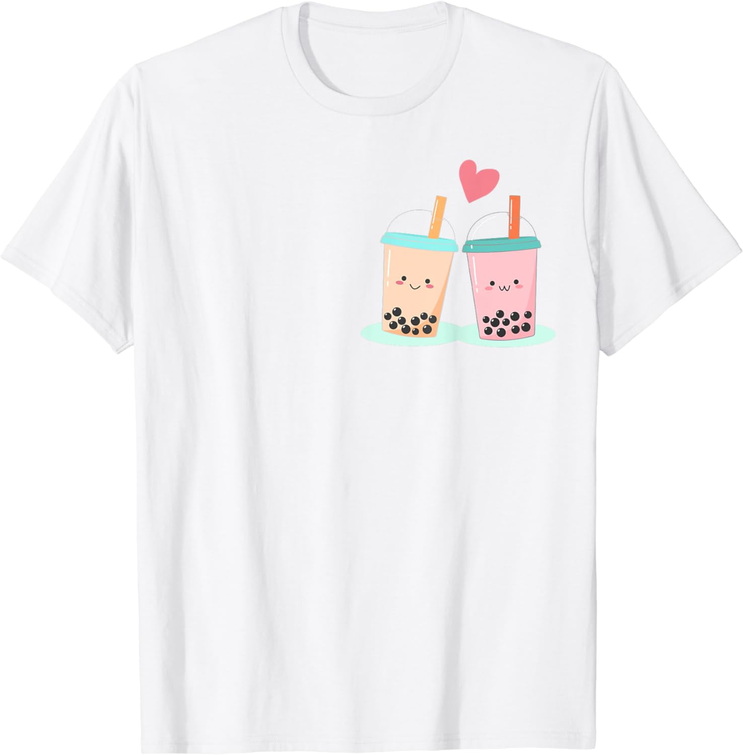 Cute Kawaii Couple Bubble Boba Milk Tea Lover For Women Girl T-Shirt ...