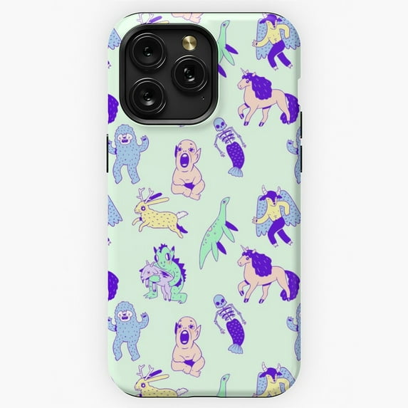 Cute Kawaii Cryptids Mythical Creature Pattern iPhone Case 17 11 12 13 ...