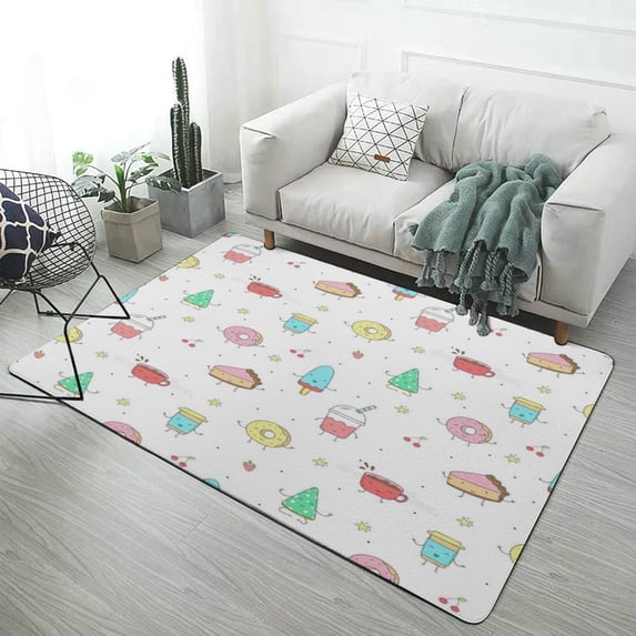 Cute Kawaii Food Pattern Rug Non-Slip Floor Carpet for Living Room ...