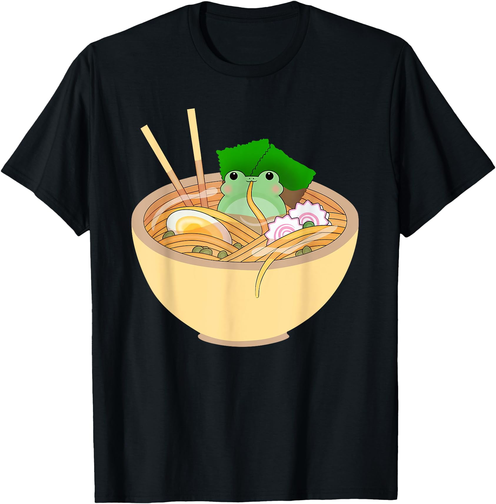 Cute Kawaii Frog Eating In Ramen Bowl Unisex T-Shirt,Navy color,size M ...
