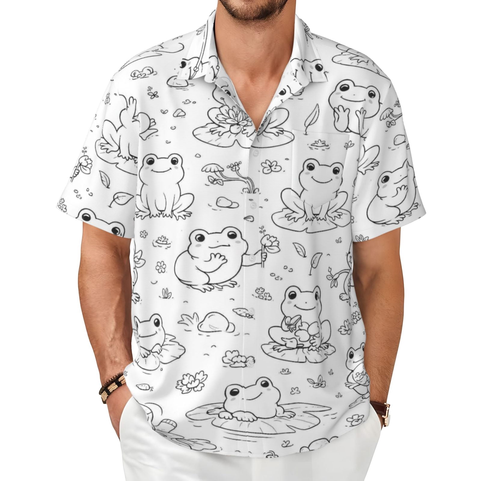 Cute Kawaii Frog Men'S Short-Sleeved Shirts with All-Over Prints for ...