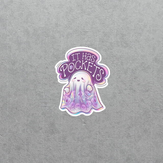 Cute Kawaii Ghost Sticker - It Has Pockets - Anime Goth Holographic ...