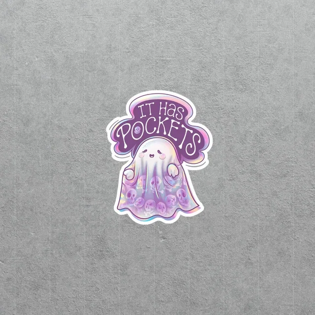 Cute Kawaii Ghost Sticker - It Has Pockets - Anime Goth Holographic ...