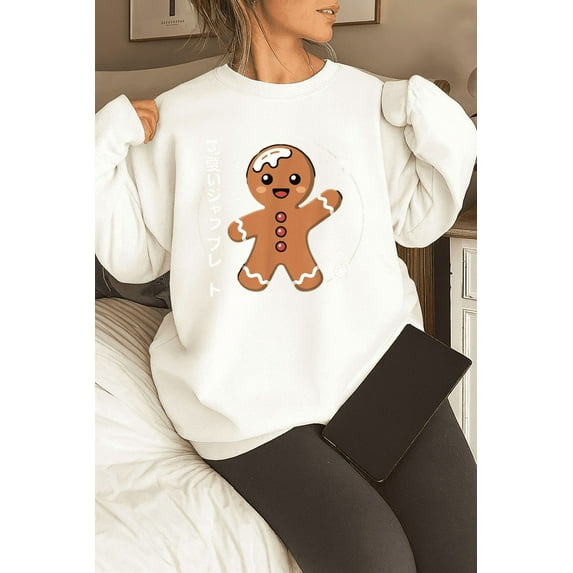 Cute Kawaii Gingerbread Man Christmas Anime Style Themed Sweatshirt ...