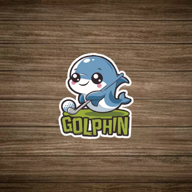 Cute Kawaii Golfing Dolphin Sticker - Animal Sports Decalphone Decal ...