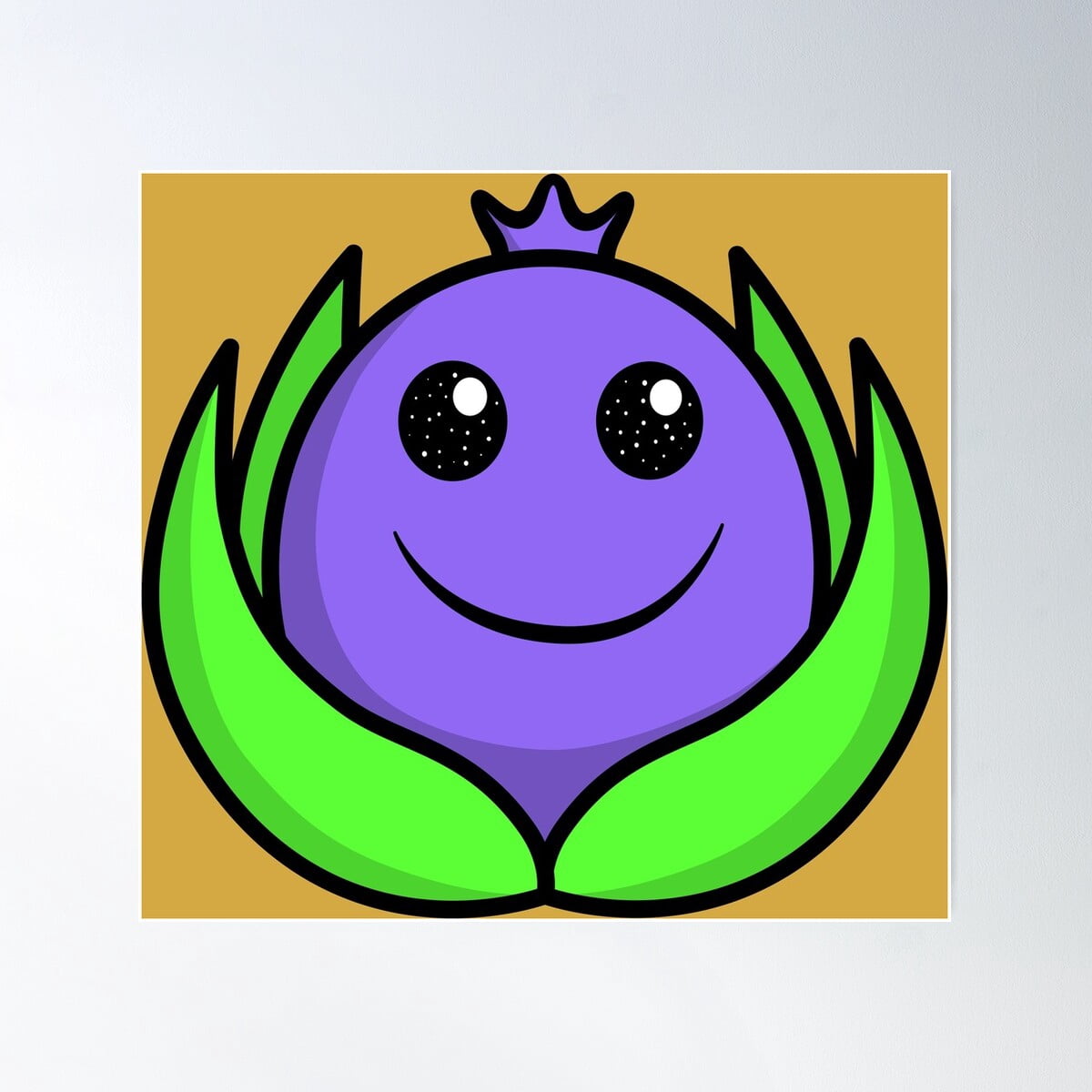 Cute Kawaii Happy Smiling Blueberry Poster Wall Art, Modern Wall Decor ...