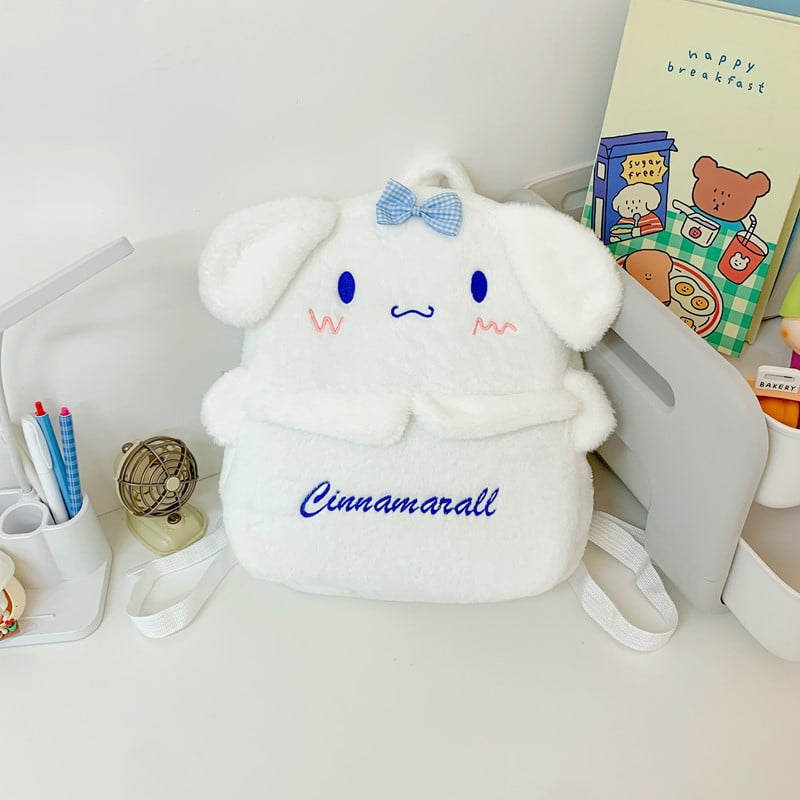 Cute Kawaii Hello Kit-ty Kuro-mi Cinnamo-roll Plush Bag Travel Backpack School Daypack Shoulder ...