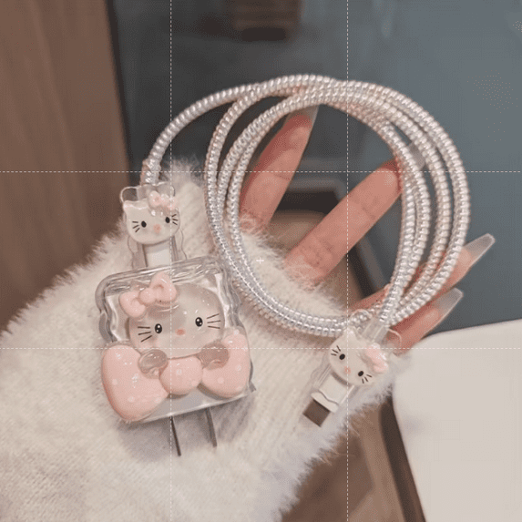 Cute Kawaii Hello Kitty Cat Bow USB Charger Cable Protector - Walmart.com
