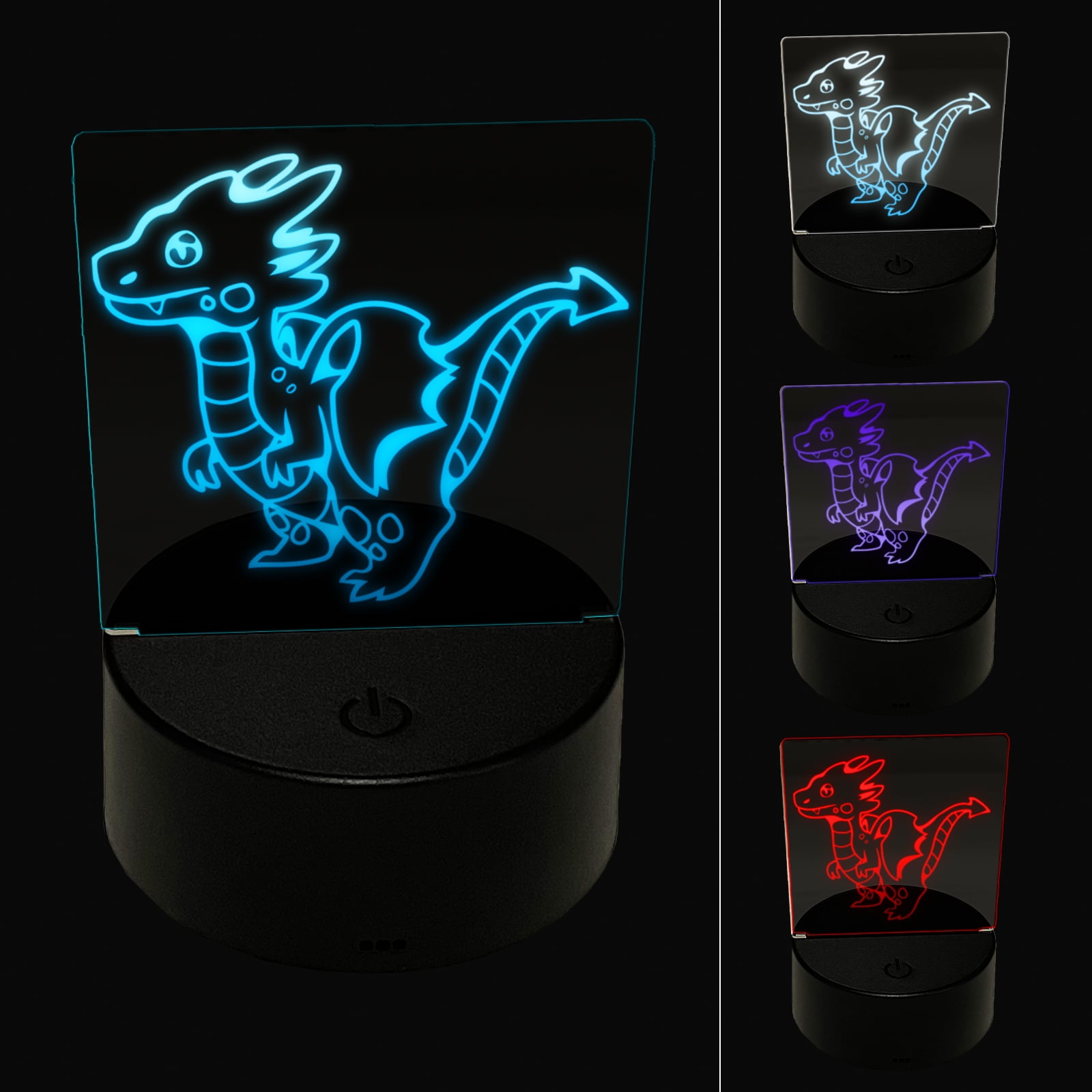 Cute Kawaii Little Dragon LED Night Light Sign 3D Illusion Desk ...