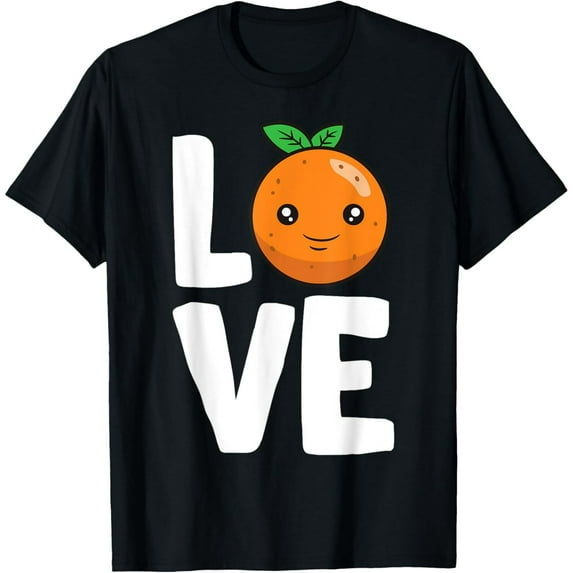 Cute Kawaii Orange Fruit Lover Unisex Graphic Print Cotton Short Sleeve ...