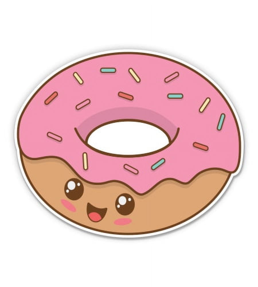 Cute Kawaii Pink Frosting Donut - 3" Vinyl Sticker - For Car Laptop ...