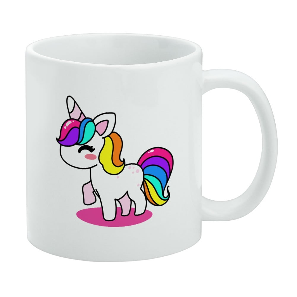 Cute Kawaii Rainbow Unicorn Chibi White Mug - Walmart.com
