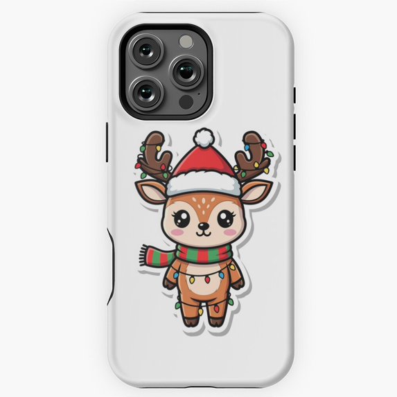 Cute Kawaii Reindeer St. Nick Hat Phone Case for iPhone 11 12 13 14 15 ...