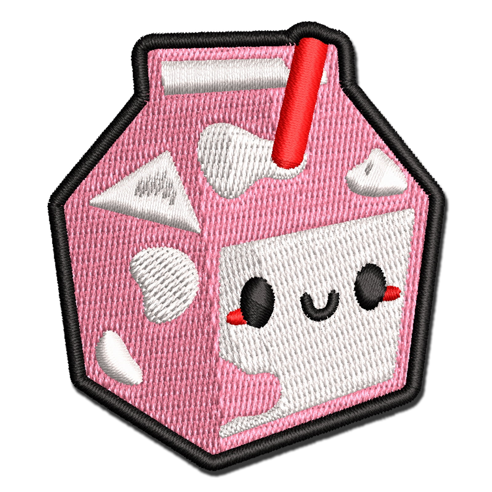 Cute Kawaii Strawberry Milk Carton Applique Multi-Color Embroidered ...