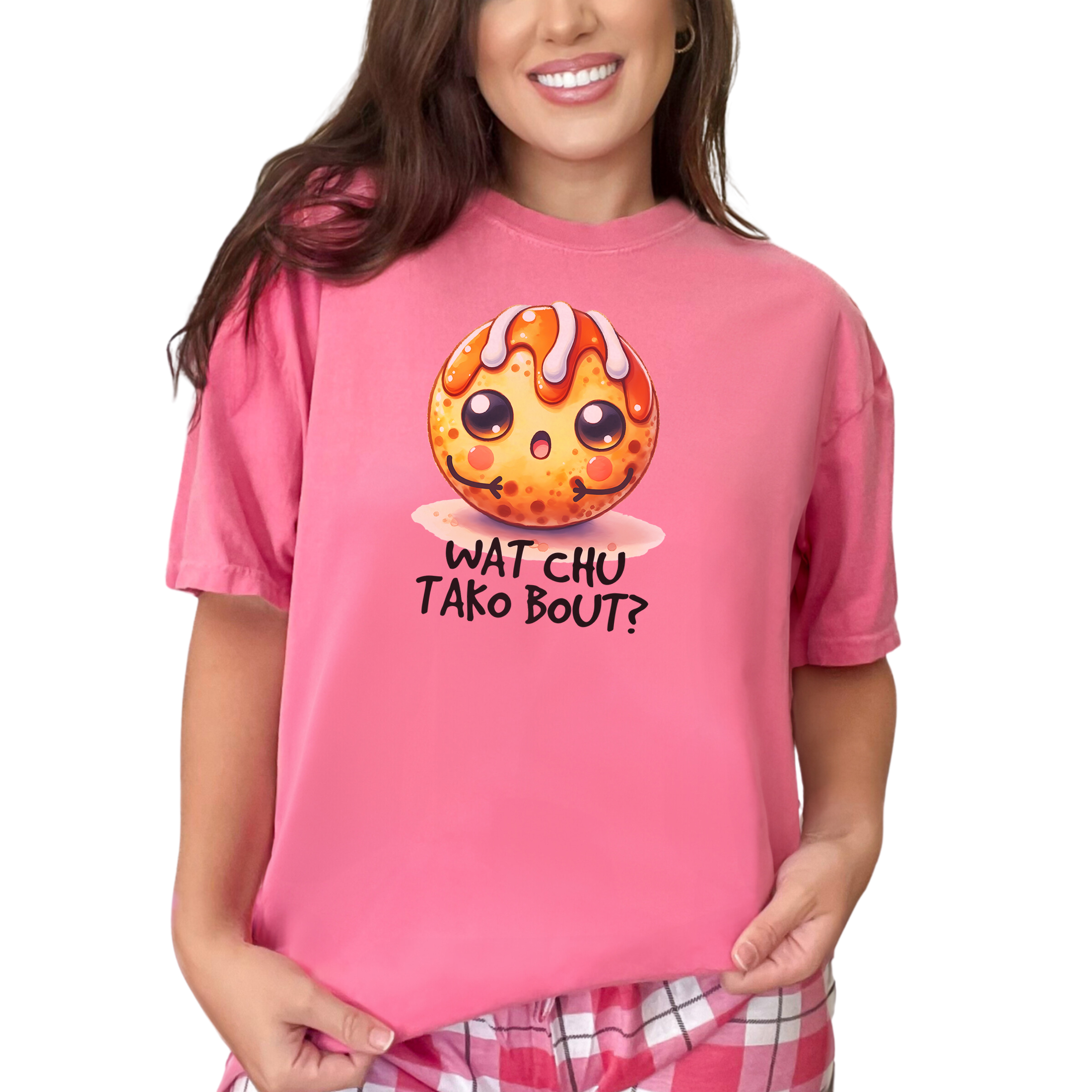 Cute Kawaii Takoyaki Cartoon T-Shirt, Funny Food Graphic Tee, Wat Chu ...