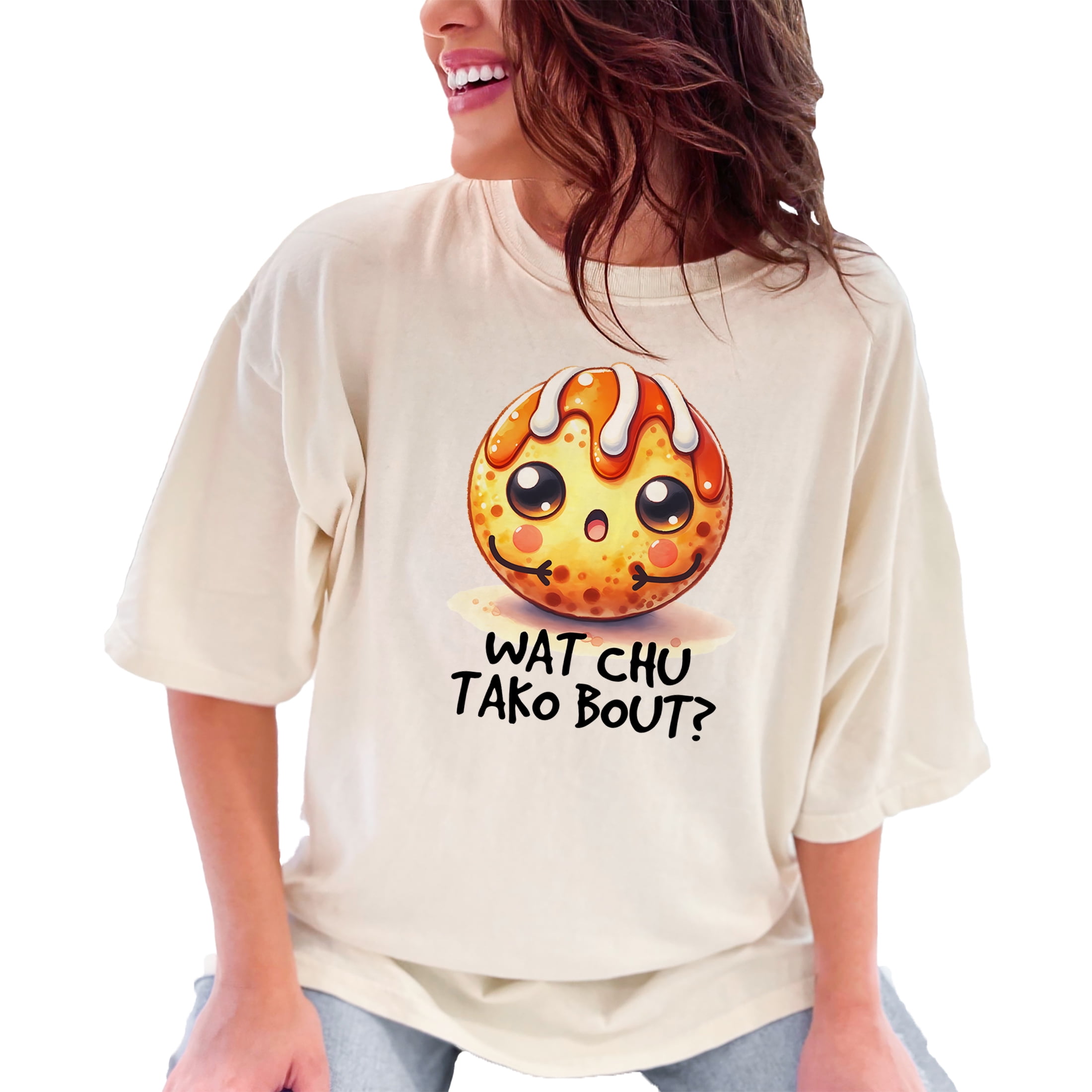 Cute Kawaii Takoyaki Cartoon T-Shirt, Funny Food Graphic Tee, Wat Chu ...