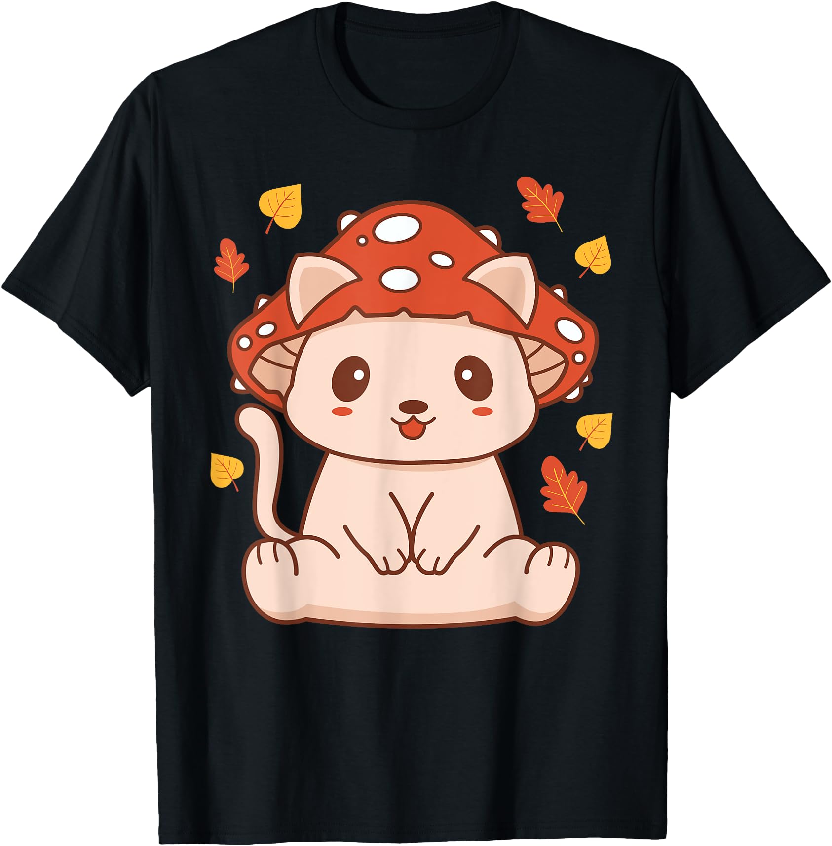 Cute Kawaii Toadstool Cat - Aesthetic Mushroom Kitten Unisex T-Shirt,Light Blue color,size L ...