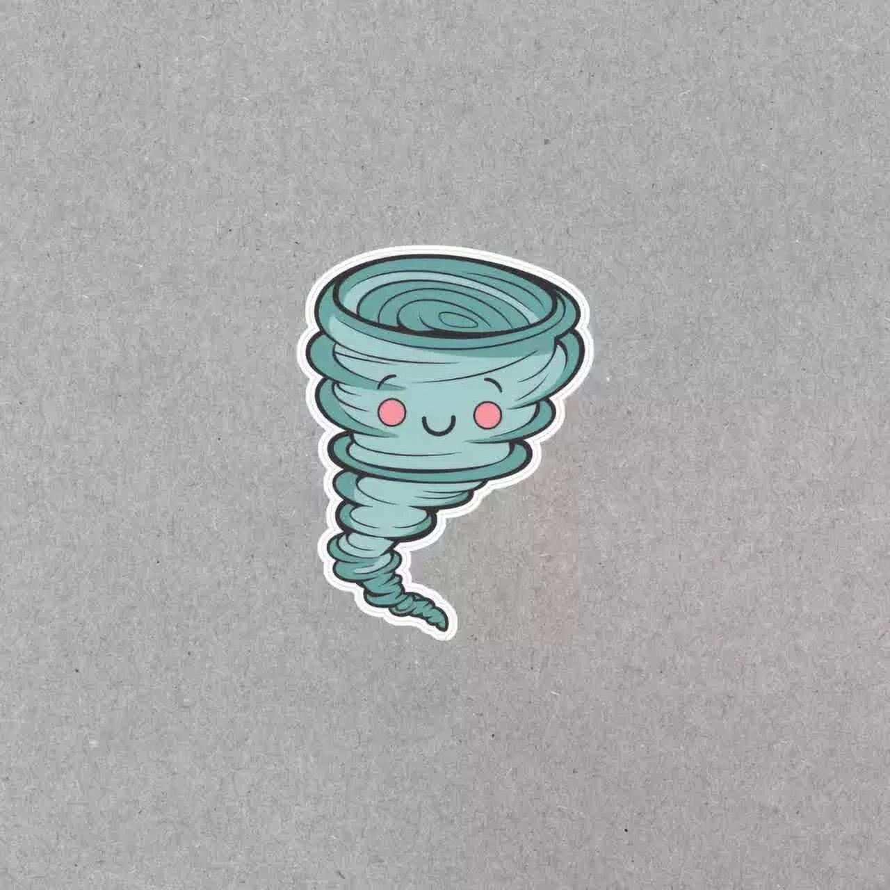 Cute Kawaii Tornado Weather Sticker - Adorable Whirlwind Decalphone ...