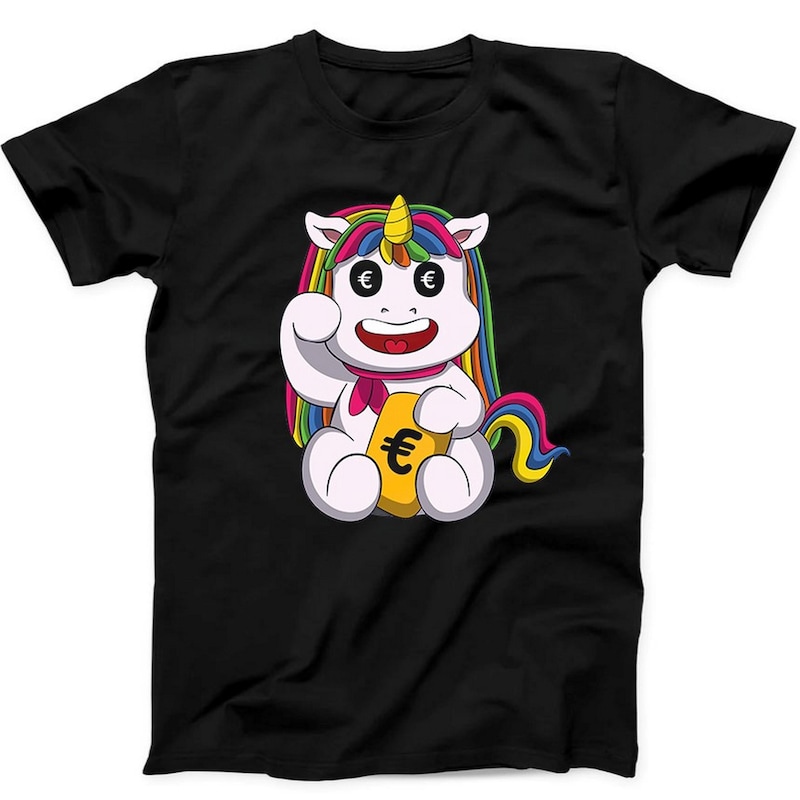 Cute Kawaii Unicorn Japanese Lucky Cat Maneki Neko Black Shirt,for men ...