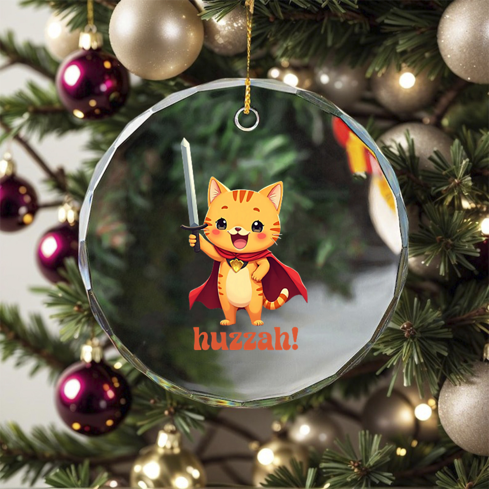 Cute Kawaii cat with Cape and Sword Huzzah! Ornament, Hanging Decor ...