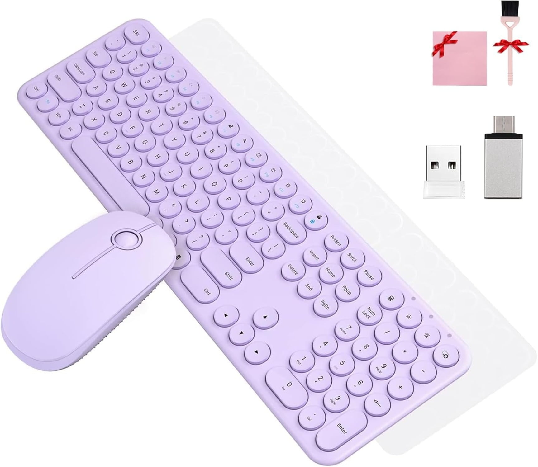 Cute Keyboard and Mouse Wireless for Tablets, Ultra-Thin 2.4GHz USB ...