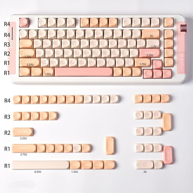 Cute Keycaps, Moa Profile Keycaps 75 Percent,PBT Double Shot Keycaps ...