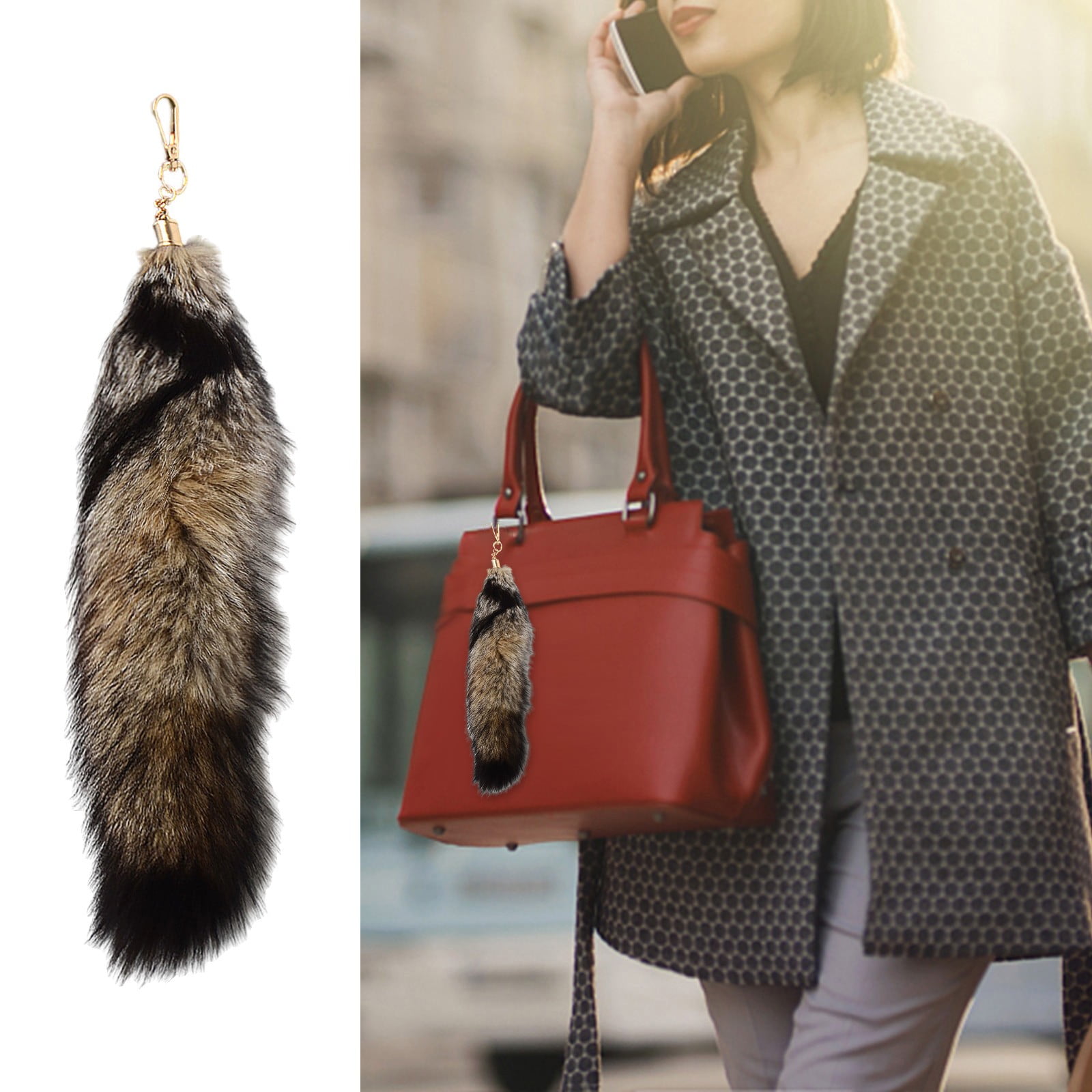 Cute Keychains 3D Tail Keychain Pendant for Women Key Ring Holder ...