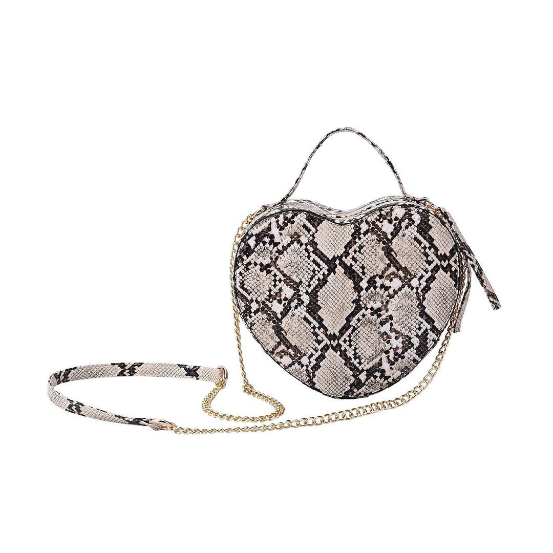 Cute Khaki Multicolor Heart Purse for Women, Faux Leather Heart Shaped ...