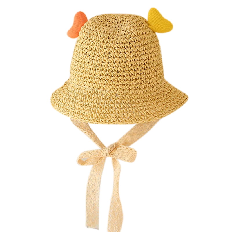 Cute Kid Girls Summer Straw Caps Hats with Strings,Sunhats - Walmart.com