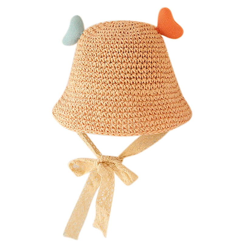 Cute Kid Girls Summer Straw Caps Hats with Strings,Sunhats - Walmart.com
