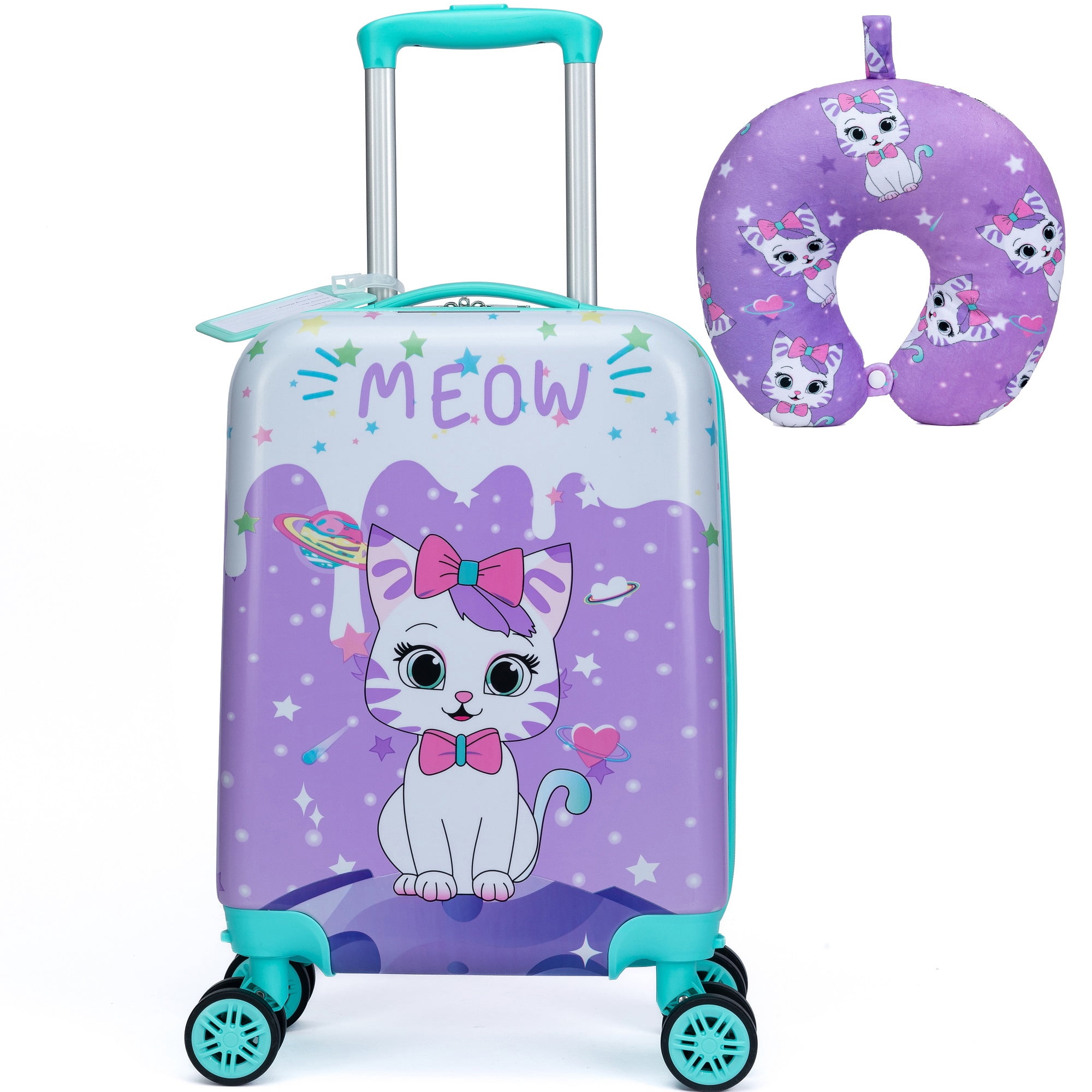 Cute Kids Carry on Luggage Sets 2 Piece Hardshell Suitcases with Wheels ...