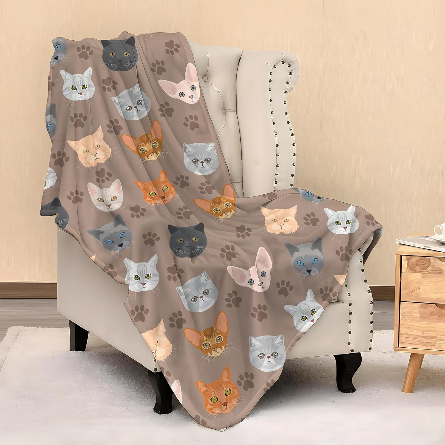 Cute Kids Cats Print Blanket Throw 50"x40", Plush Flannel Blankets with ...