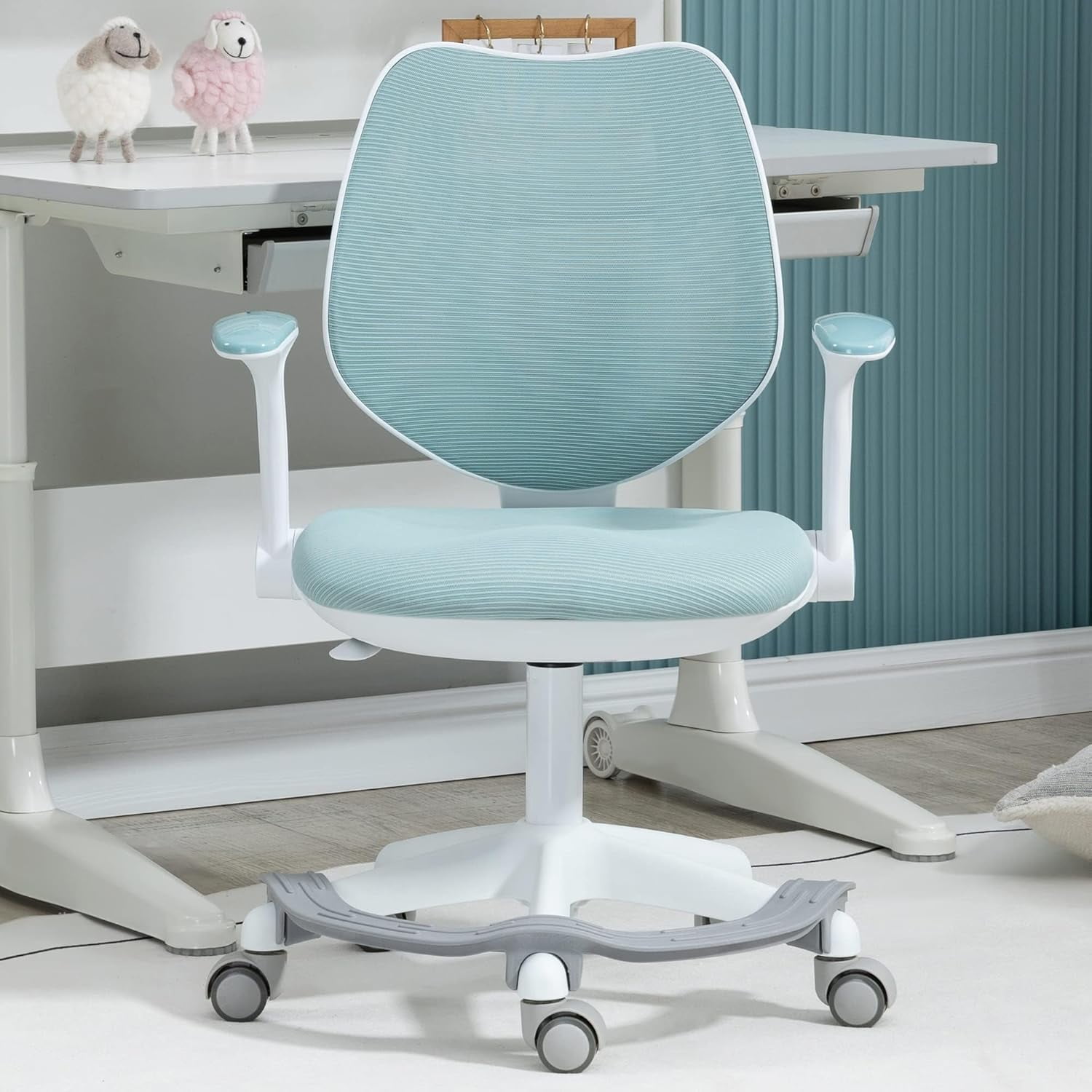 Cute Kids Desk Chair - Blue Computer Chair with Adjustable Armrests and ...