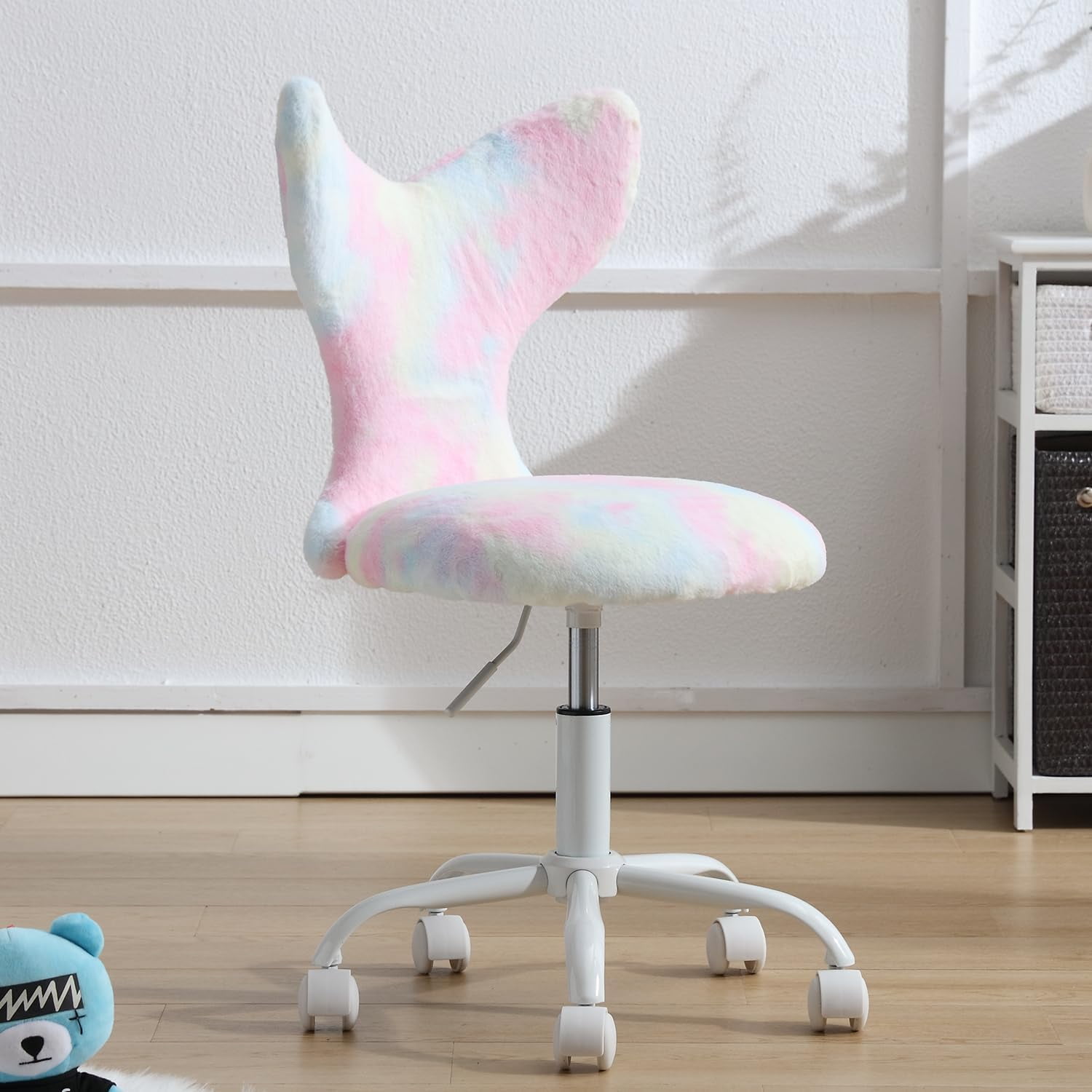 Cute Kids Desk Chair, Soft Fuzzy Computer Chair for Girls Teen Reading ...