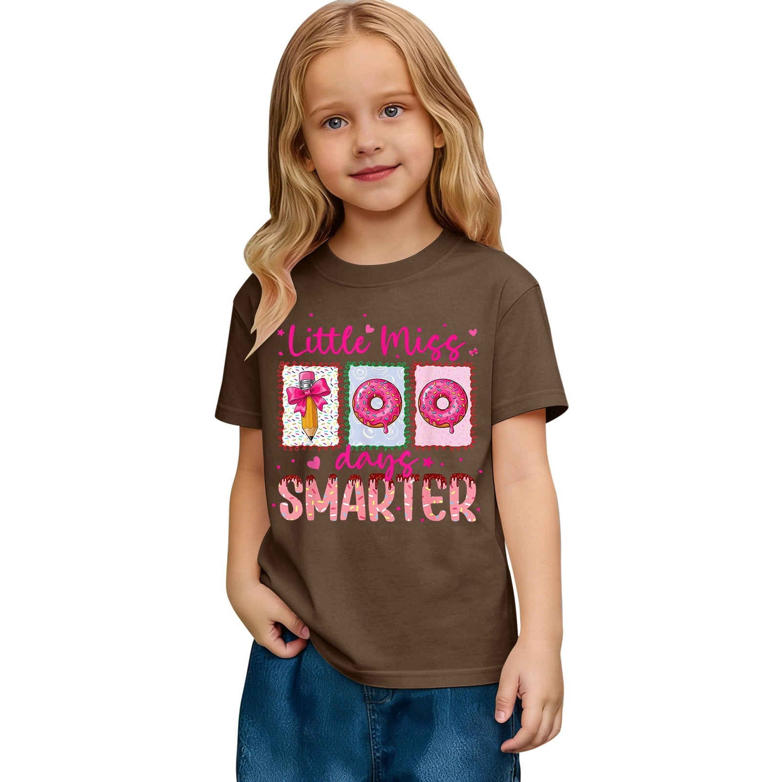 Cute Kids Graphic Print Short Sleeve T Shirt For Girls Tops Back To ...