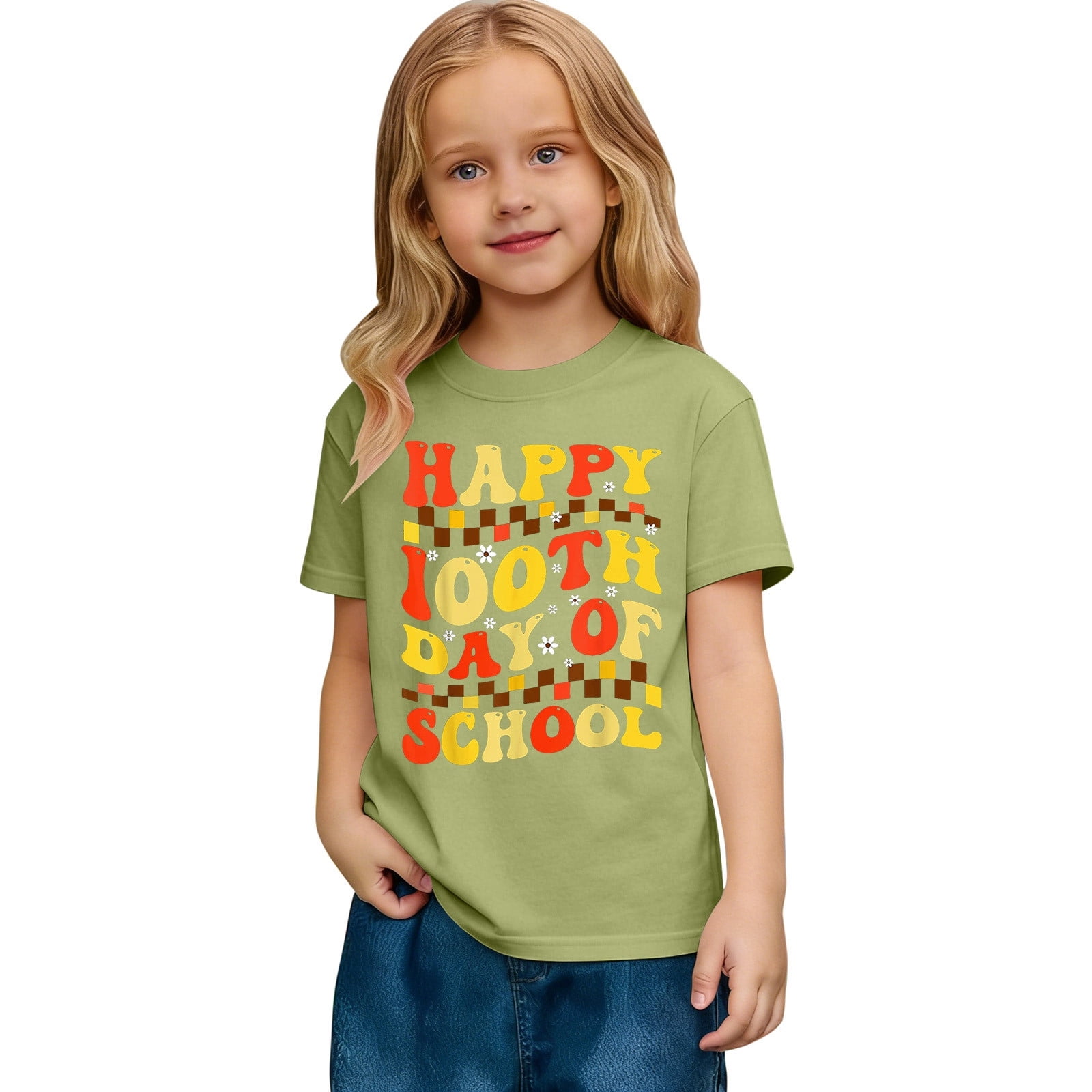 Cute Kids Graphic Tee Girls First Day Of School Short Sleeve T Shirt ...