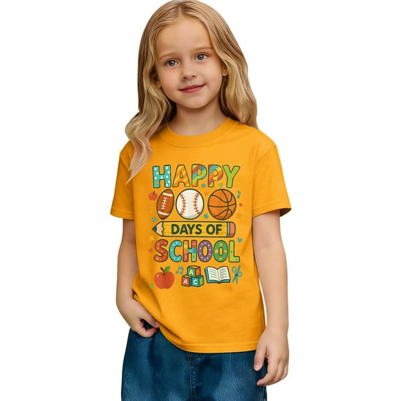 Cute Kids Graphic Tee Girls Short Sleeve T Shirt Letter Print Child ...