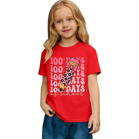 Cute Kids Graphic Tee Girls Short Sleeve T Shirt Letter Print Child ...