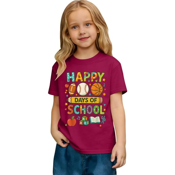 Cute Kids Graphic Tee Girls Short Sleeve T Shirt Letter Print Child ...