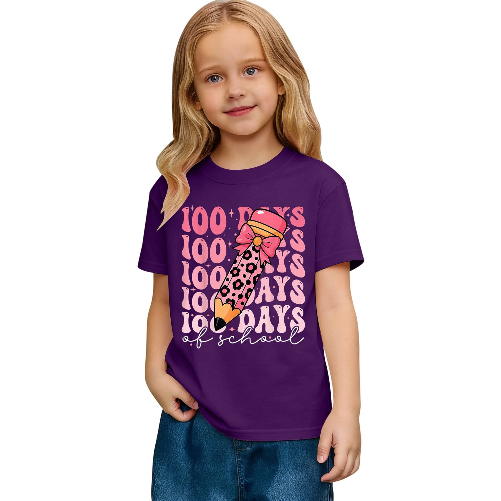 Cute Kids Graphic Tee Girls Short Sleeve T Shirt Letter Print Child ...
