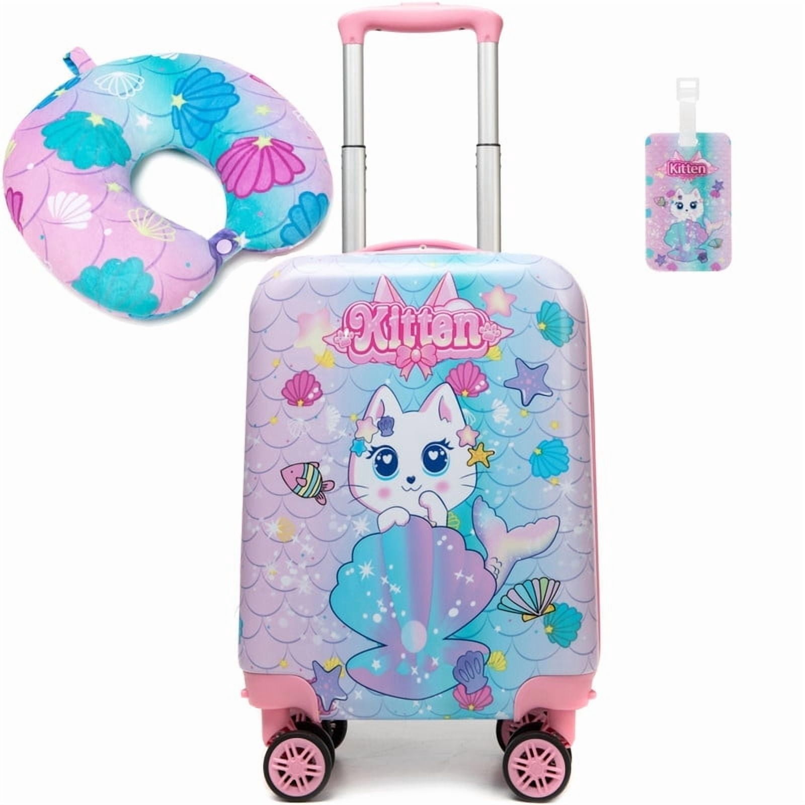 Cute Kids Luggage Sets with Neck Pillow Airplane Small Hardshell ...