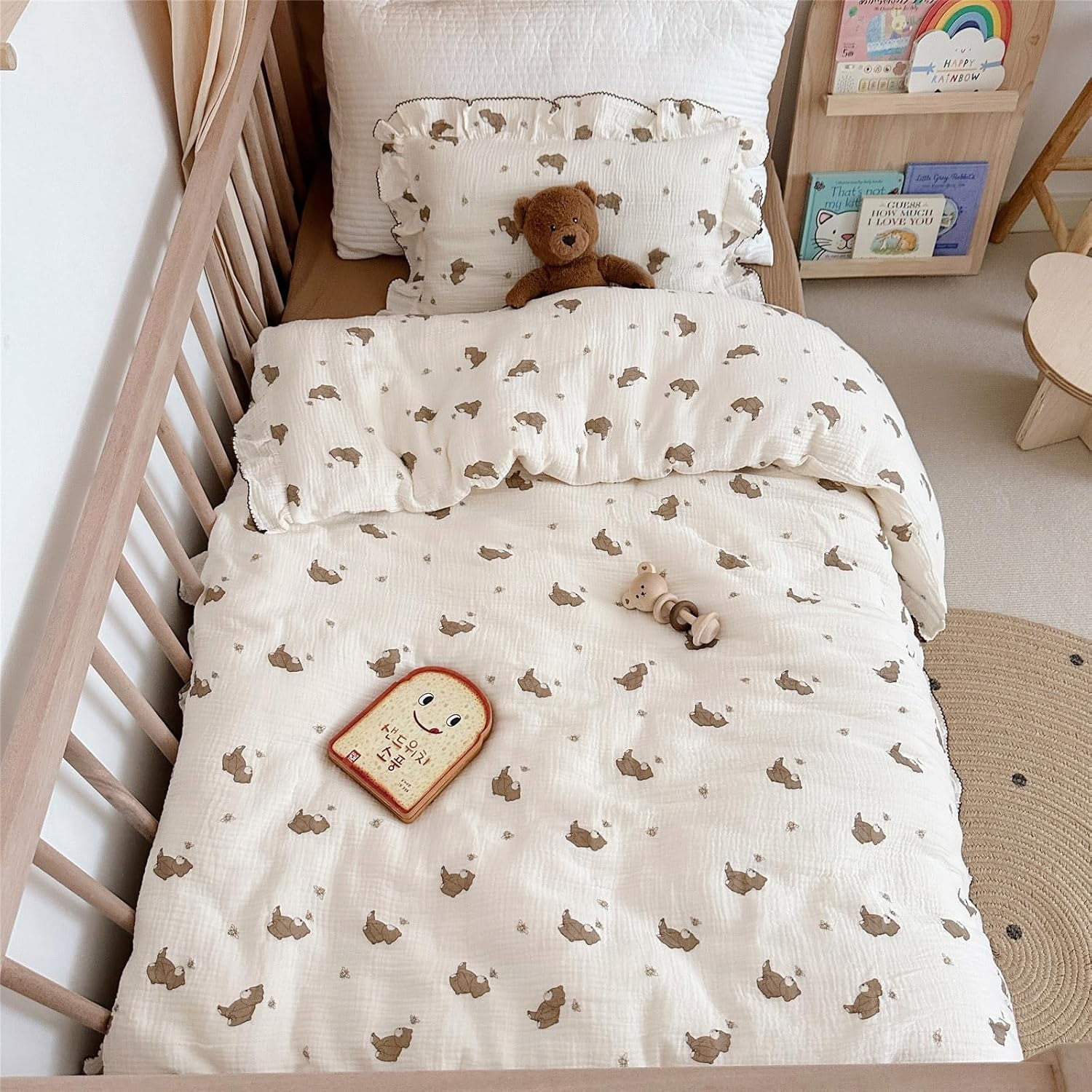 Cute Kids Muslin Duvet Cover with Cat Patterns, 100% Cotton Toddler ...