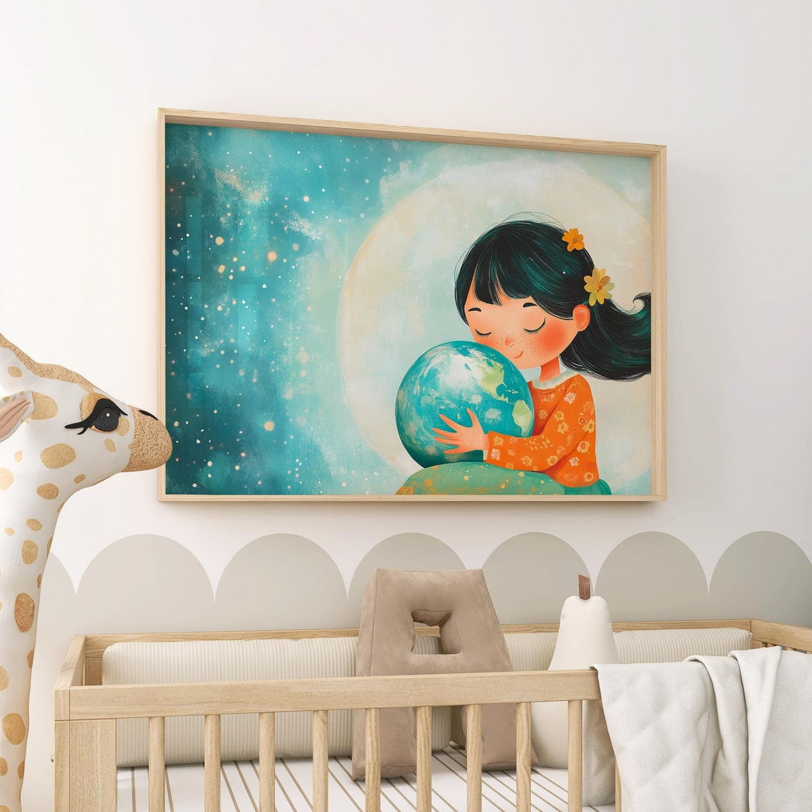 Cute Kids Room Art, Planet Earth Decor, Playroom Environmental Print ...