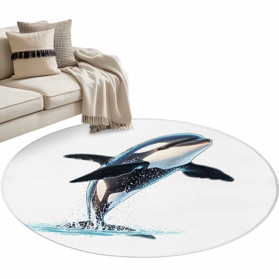 Cute Killer Whale 3ft Area Rug, Orca Animal Ocean Retro Artwork ...