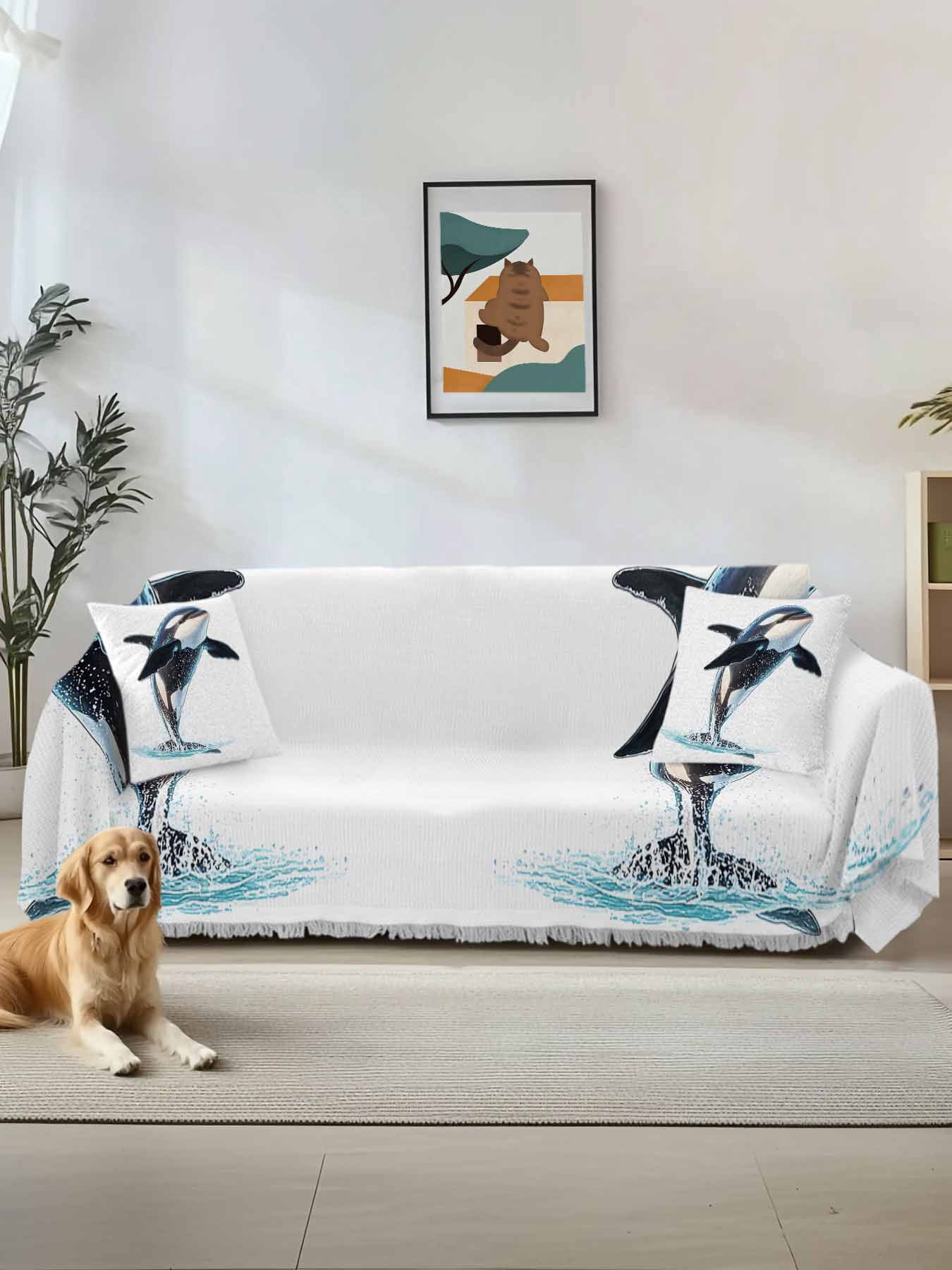 Cute Killer Whale Couch Cover Sofa Covers 3 Cushion Sectional Couch ...