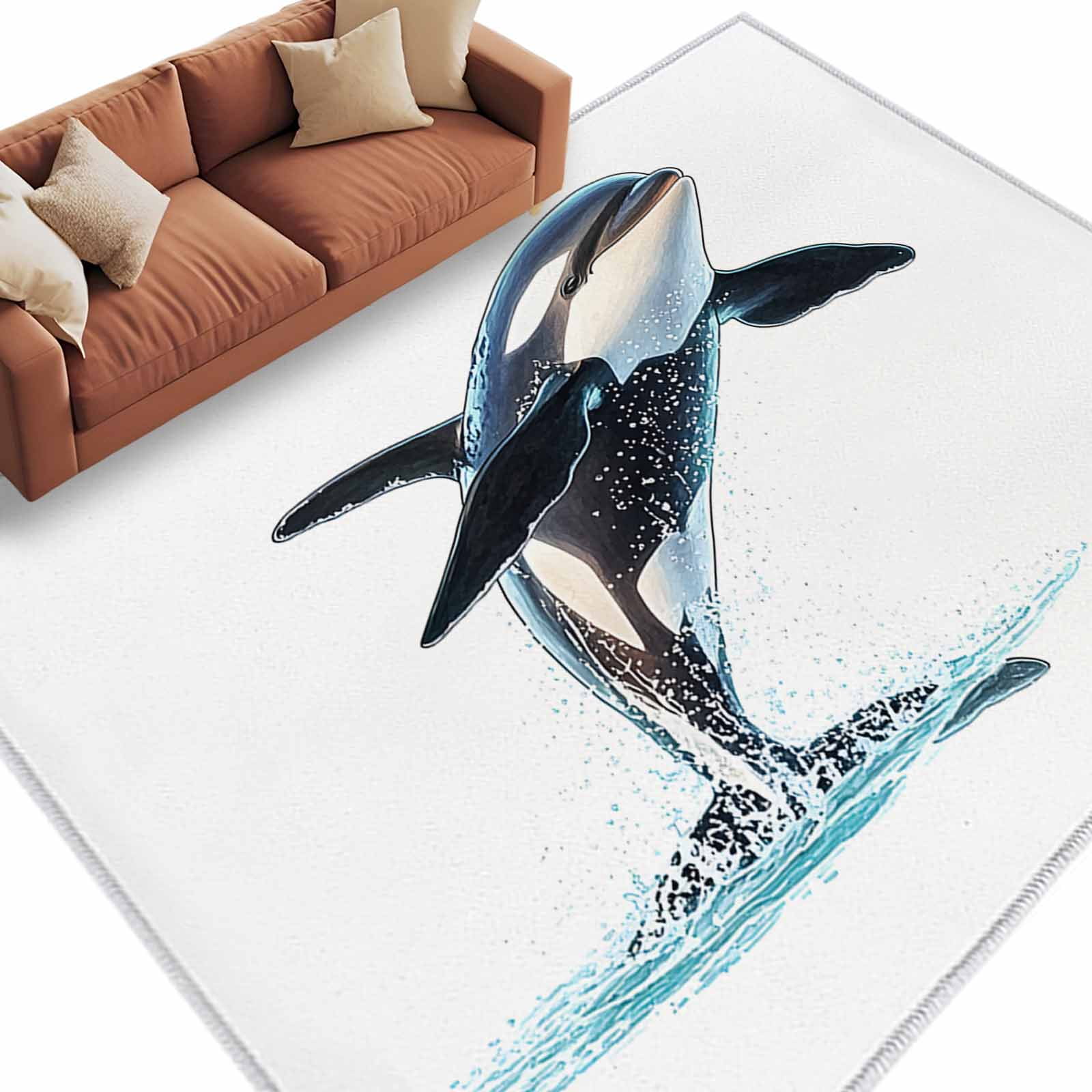 Cute Killer Whale Large Area Rugs for Bedroom Living Room, Soft Non ...