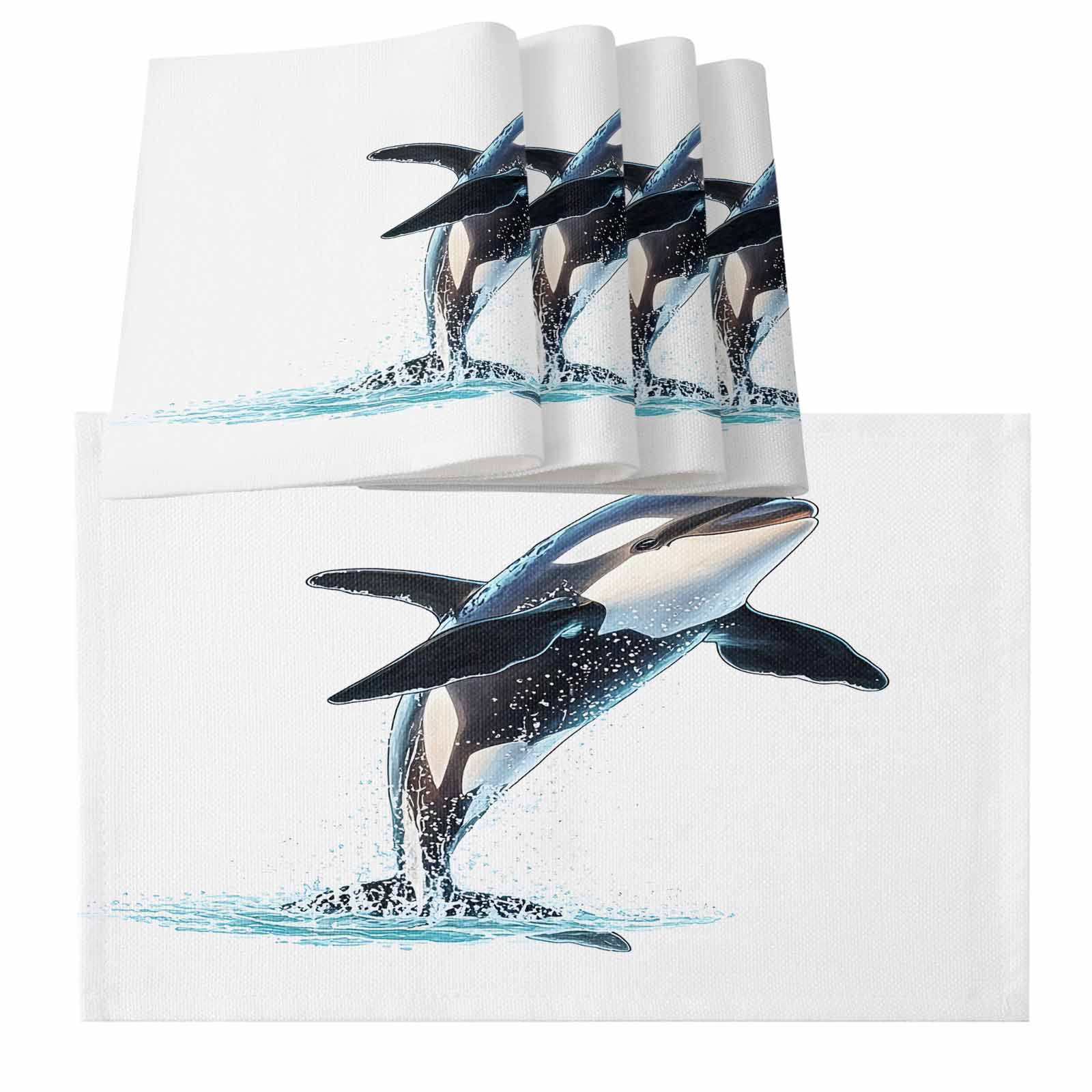 Cute Killer Whale Placemats for Dinning Table Set of 6, Orca Animal ...
