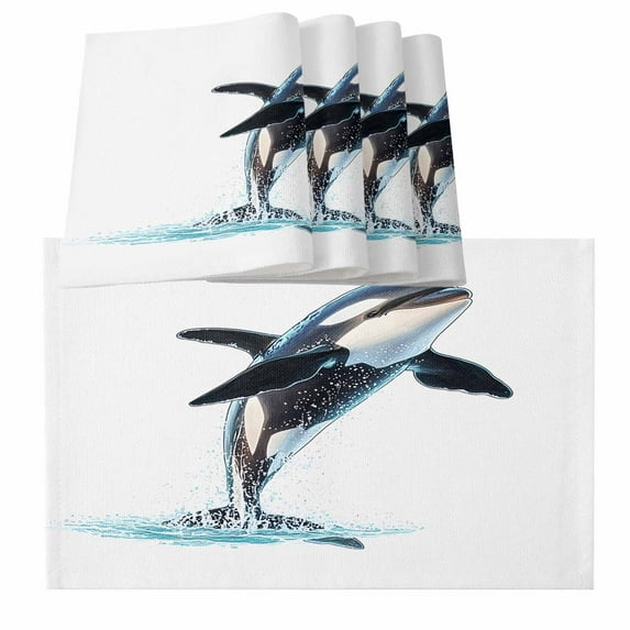Cute Killer Whale Placemats for Dinning Table Set of 6, Orca Animal ...